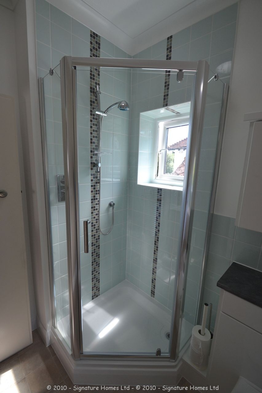 Light & Spacious Fitted Bathroom with pentagon shower enclosure ...